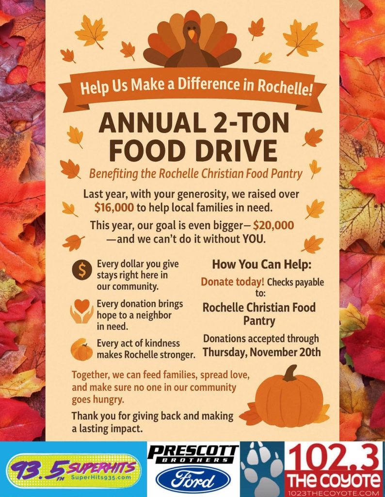 Annual 2-Ton Food Drive to Support Rochelle Christian Food Pantry Set ...